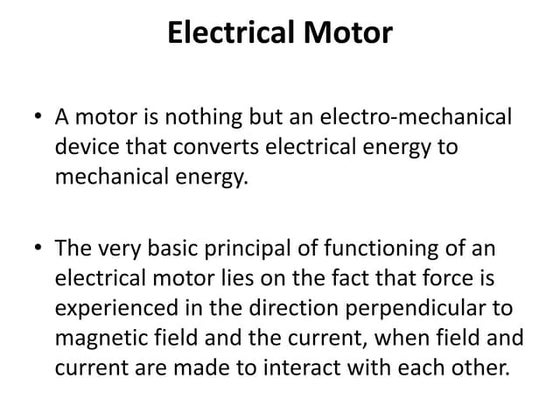 Three Phase Induction Motor & Its Application | PPT