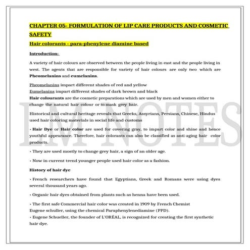 CHAPTER 05- FORMULATION OF LIP CARE PRODUCTS AND COSMETIC SAFETY ...