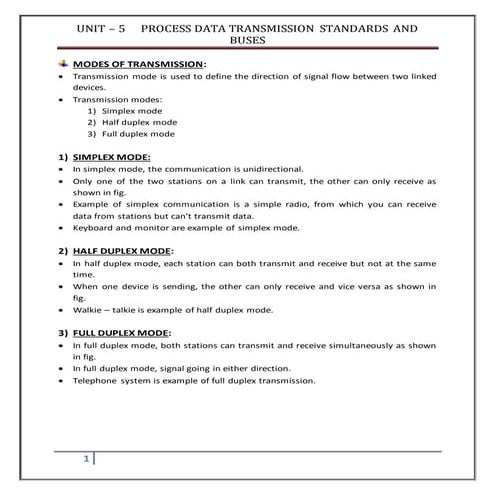 Unit 5 process data transmission standards and buses | DOCX | Computer Networking | Computing