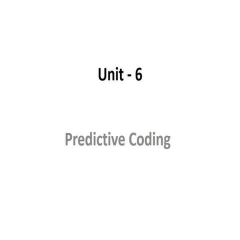 DCDR Unit-6 Predictive Coding | PDF