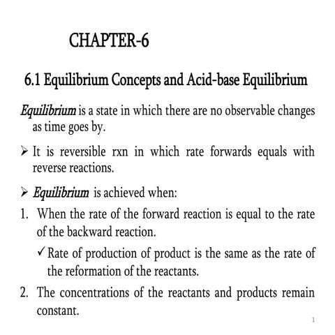Unit-6.pptEquilibrium concept and acid-base equilibrium | PPT