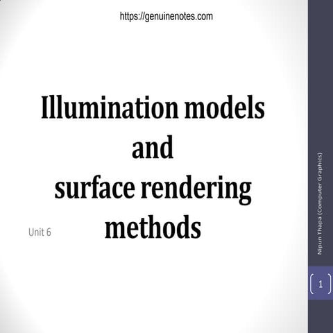Unit 6 Illumination Models And Surface Rendering Methodspdf