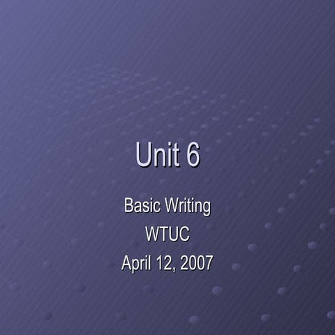 Unit 6- Part 1 | PPT