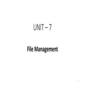 OS Unit 7 - File Management | PDF