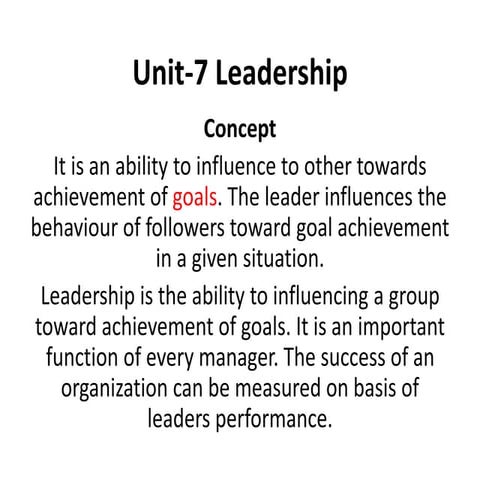 Unit 7 leadership | PPT
