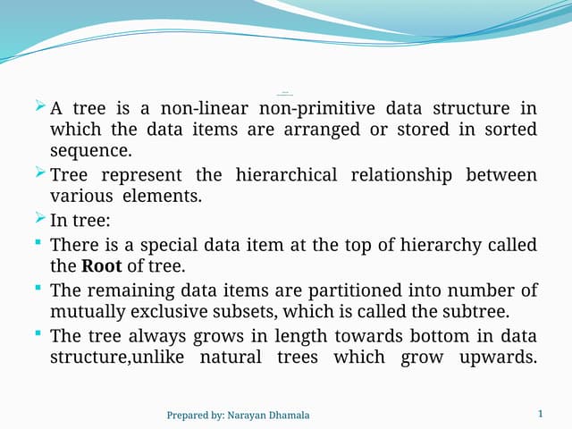 Unit-7 Tree non-linear non-primitive data structure | PPT Unit-7 Tree non-linear non-primitive data structure | PPT