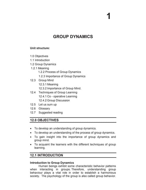 Chapter 1 introduction to group dynamics | PPT