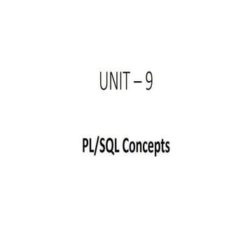 DBMS Unit 9 - PL/SQL Concept | PDF