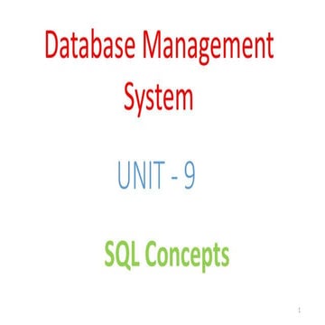 DBMS Unit - 9 - SQL Concepts | PPT