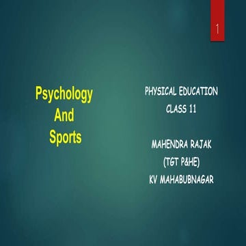 UNIT - 9 Psychology and Sports | PPTX