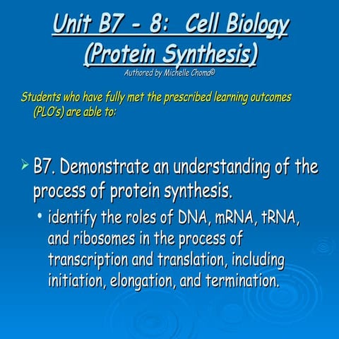 Unit B7 8 Protein Synthesis2 | PPT