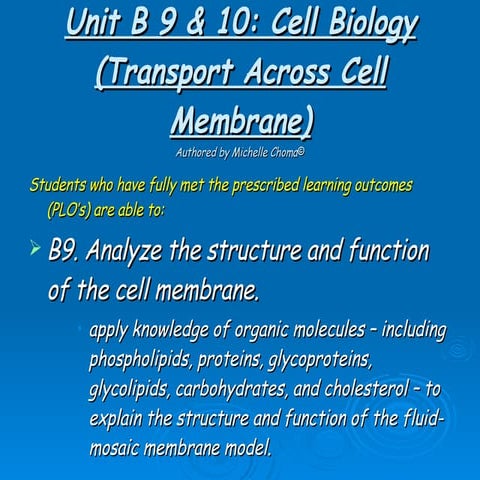 Unit B9 10 Cell Membranes | PPT