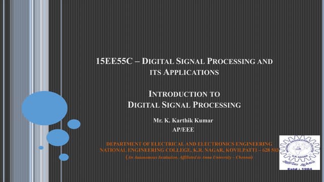 DIGITAL SIGNAL PROCESSING | PPTX