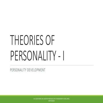 Theories of Personality-I - Psycho-Analytical Theories | PPTX
