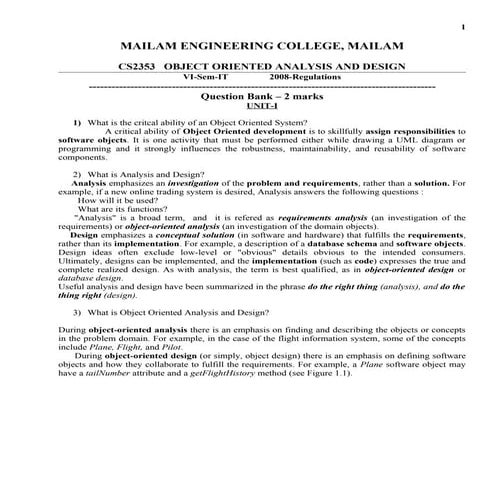 Unit i-ooad-notes-revised | DOC