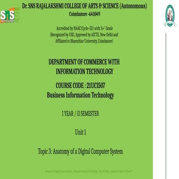 Anatomy of a Digital computer system and basics | PPT