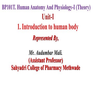 Unit I, chapter-1- introduction to human body final | PPTX