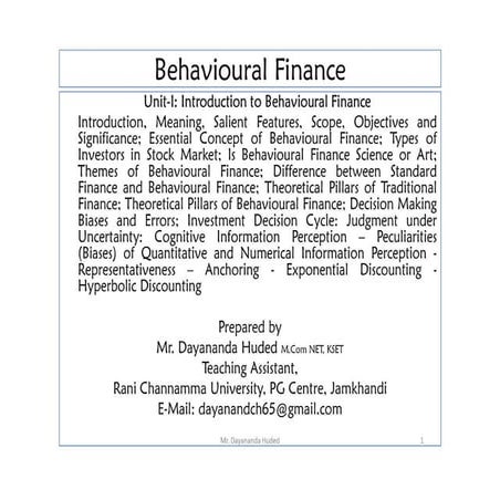 Behavioural Finance | PDF