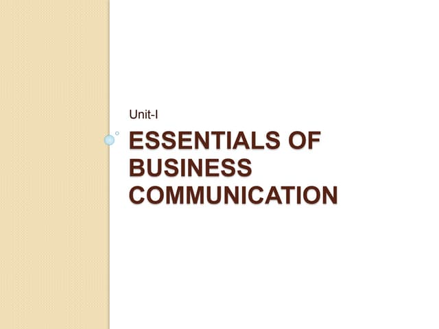 Introduction to Business Communication | PPT