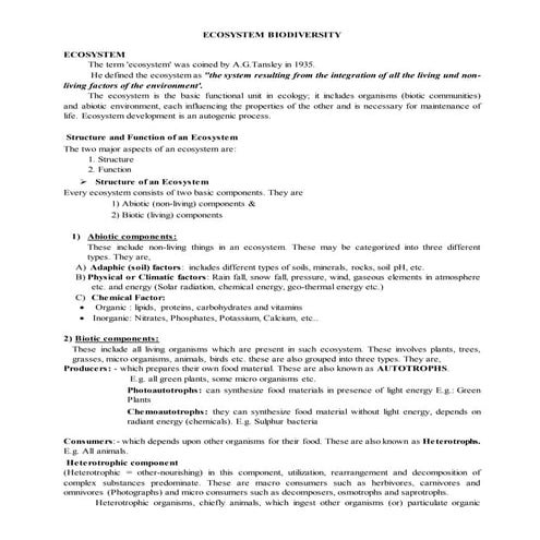 Unit i ecosystem | DOC | Physics | Science