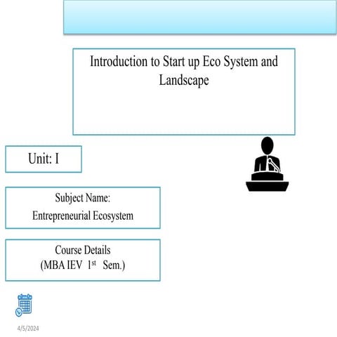 Introduction to start up ecosystem and landscape | PPTX
