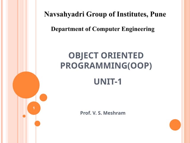 Unit I Fundamentals Of Object Oriented Programming Pptx