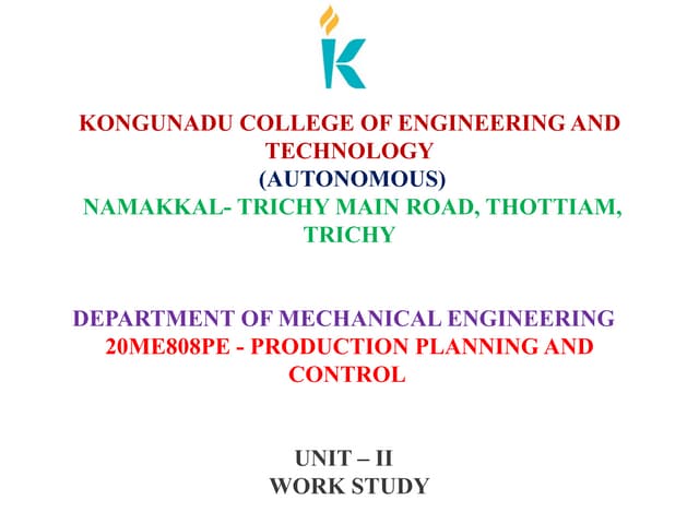 Work study ......operational management presentation | PPTX