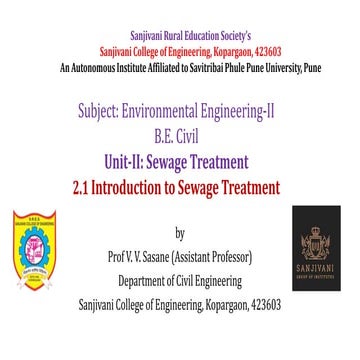 1. introduction to sewage treatment | PPTX
