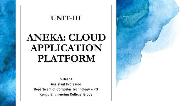 Introduction to Aneka, Aneka Model is explained | PPTX