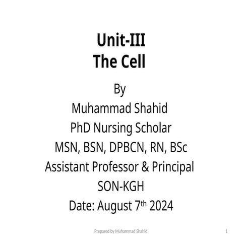 Anatomy and physiology of Cell, structure, cell cycle | PPTX