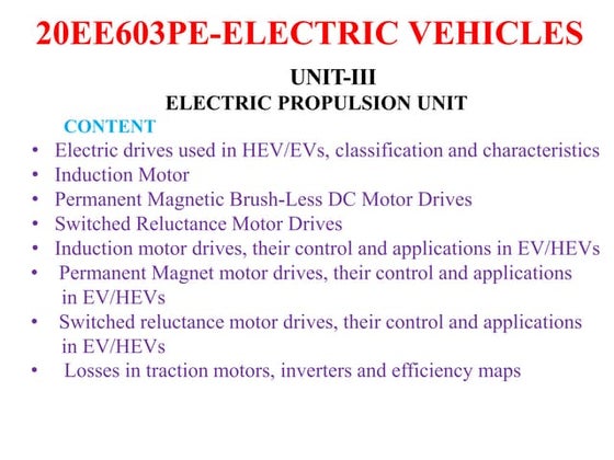 UNIT-II-EV.pptx | Green Vehicles | Auto Type