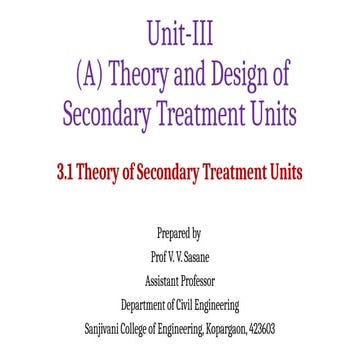 Theory and design of secondary treatment units | PPTX