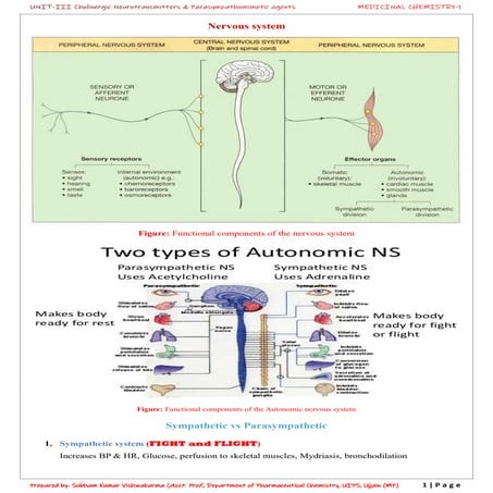 Cholinergic neurotransmitters & Parasympathomimetic agents | PDF