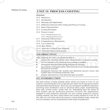 Unit - III Process Costing.pdf UNIT III P | PDF