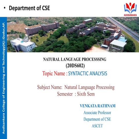 Natural Language Processing Unit Ii Pptspptx Operating Systems Computer Software And