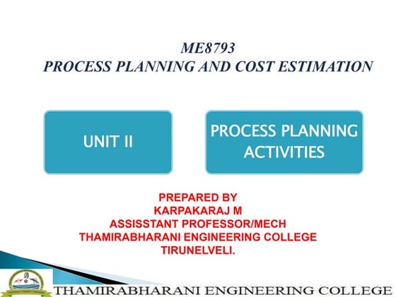 Process planning activities | PPT