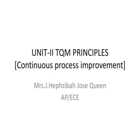 Unit ii tqm principles [continuous process improvement] | PPTX