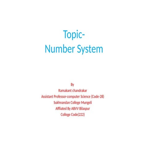 Number system, binary, decimal, hexadecimal | PPTX