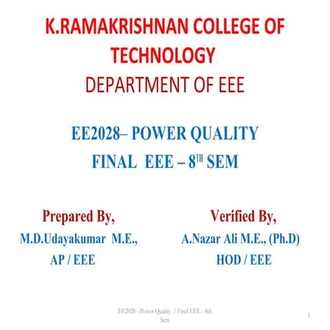 UG POWER QUALITY (EE2028) ppt | PPT