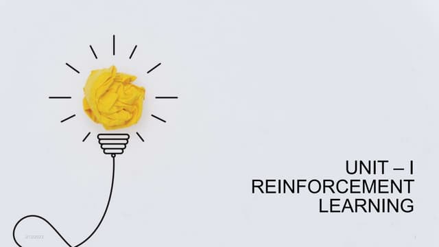 Unit I Reinforcement Learning Pptx