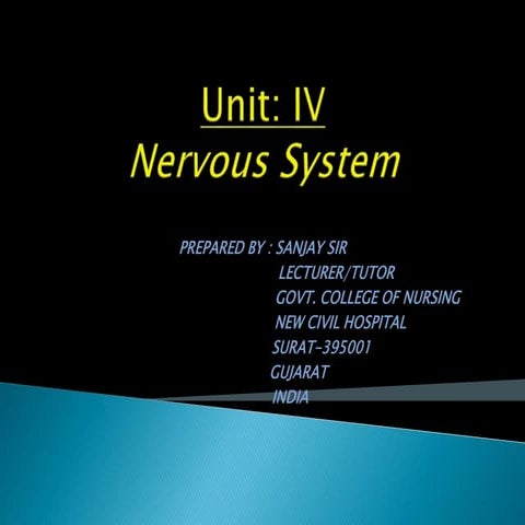 Unit iv -NERVOUS SYSTEM- SANJAY SIR | PPT