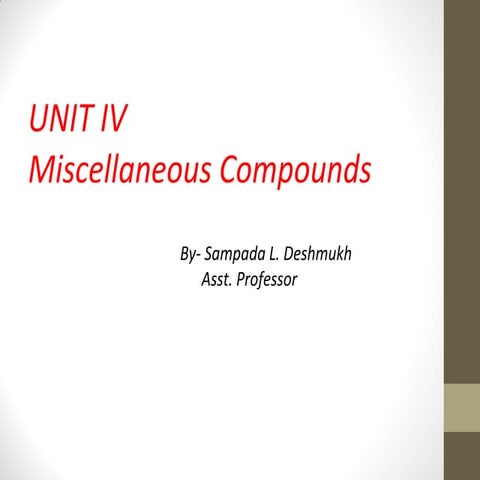 Miscellaneous compounds, expectorant,emetics,hematinicsetc | PDF