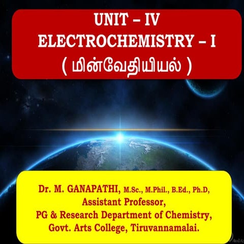 Unit iv (4.1. electrochemistry - I | PDF
