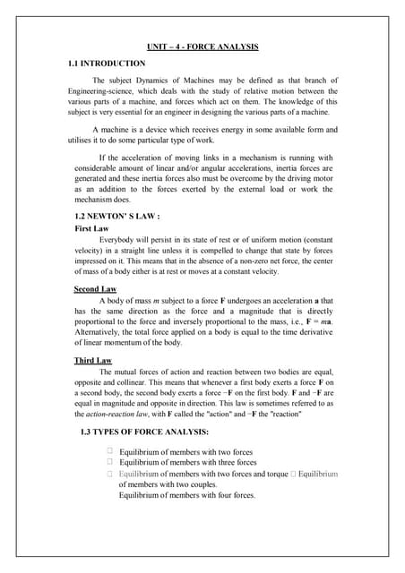 Dynamic force analysis slider crank mechanism | PPTX | Physics | Science
