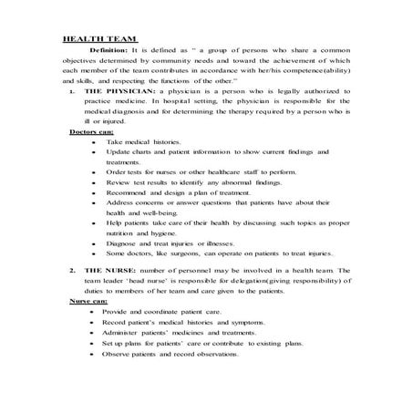 Unit l health team | DOCX