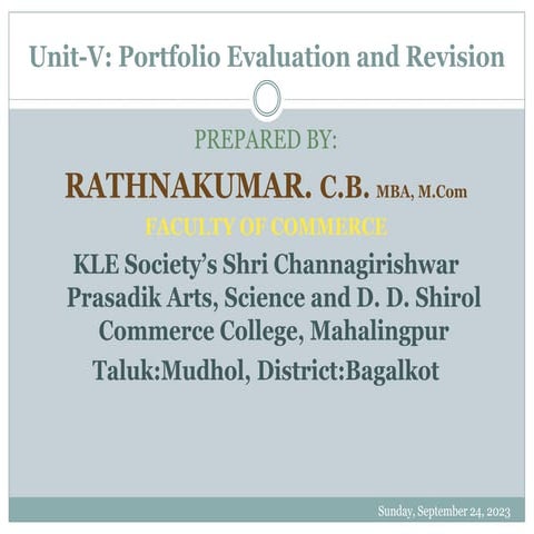 Unit-V.pptx | Stocks and Bonds | Personal Investing