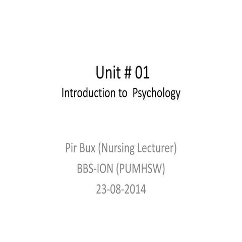 Unit # 01 (Developmental Psychology) | PPTX