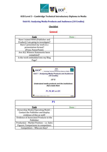 Unit 01 analysing media products and audiences | PDF