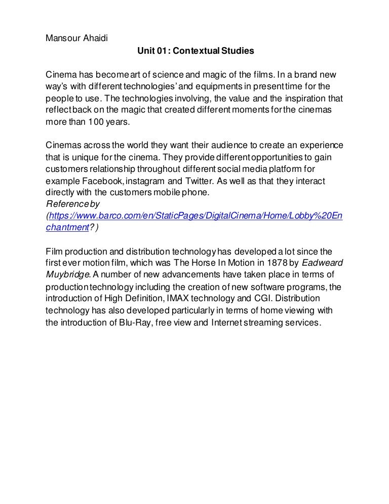 Unit 01 contextual studies