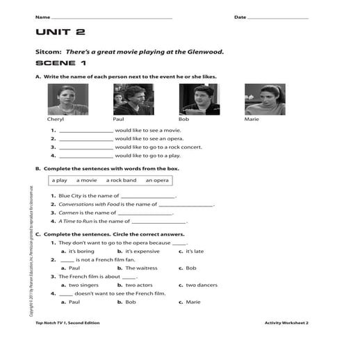 Unit 02 tv_activity_worksheets | PDF